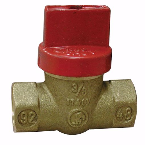 3/8" FIP Brass Gas Ball Valve, Tee Handle
