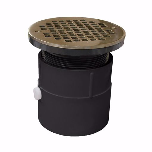 4" PVC Over Pipe Fit Drain Base with 4" Plastic Spud and 6" Nickel ...