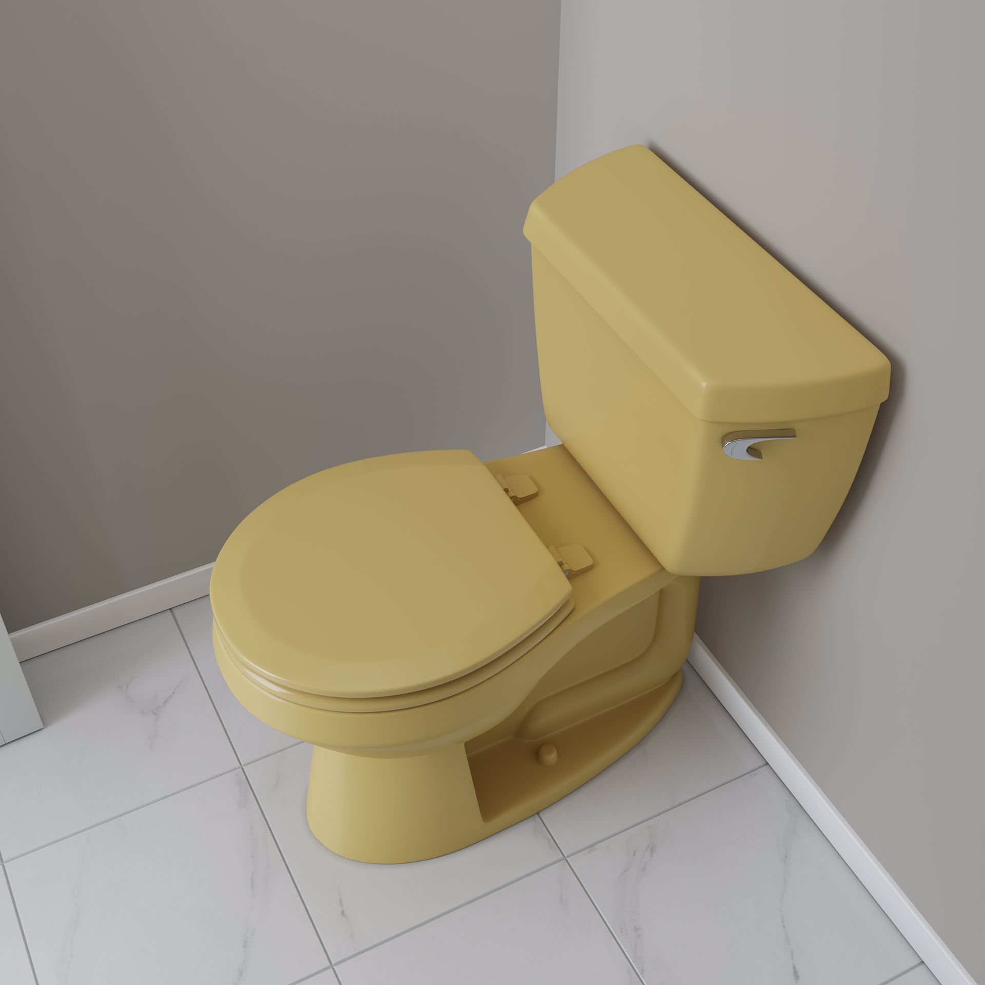 Harvest Gold Deluxe Molded Wood Toilet Seat, Closed Front with Cover, Round